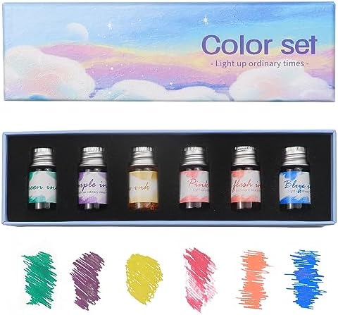 AOKUY Drawing Inks,Calligraphy Inks, 6Colorful Dip Pen Ink Set for ...