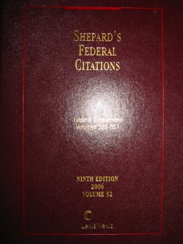 Shepard's Federal Citations (Federal Supplement Volumes 522-657, Volume ...