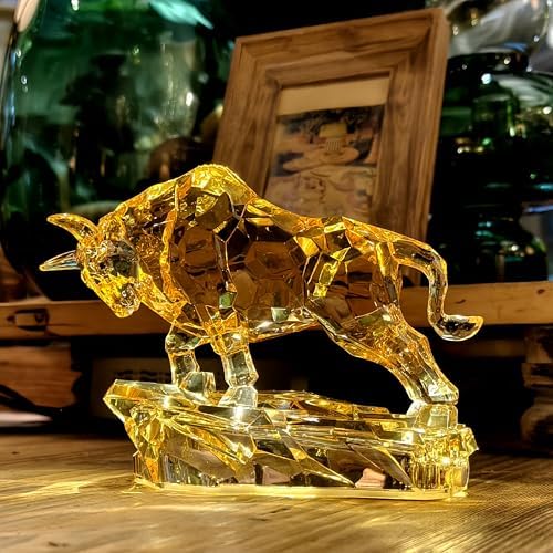 Amazon.com: HOZUSO Acrylic Bull Statue Wall Street Bull Statue ...