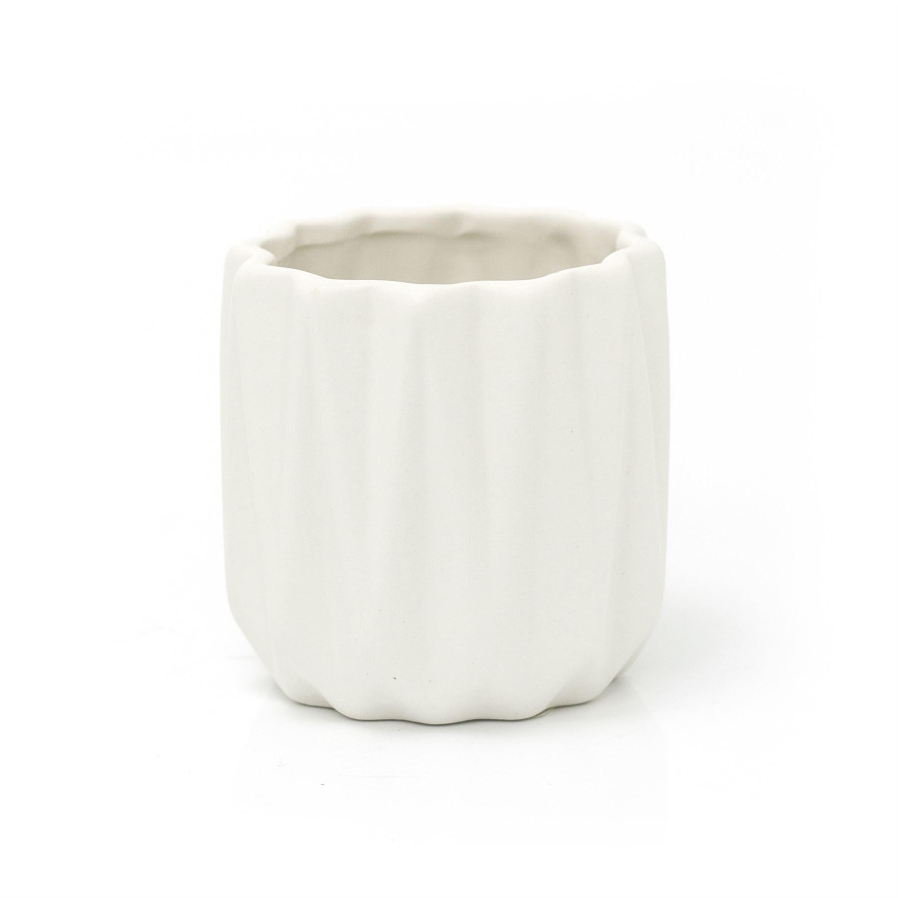 Carousel Home White Ceramic Ribbed Plant Pot | Decorative Cachepot ...