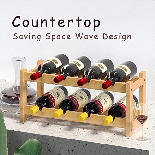 Snapklik.com : BAMEOS Wine Rack Free Standing 8 Bottle 2 Tier Bamboo ...