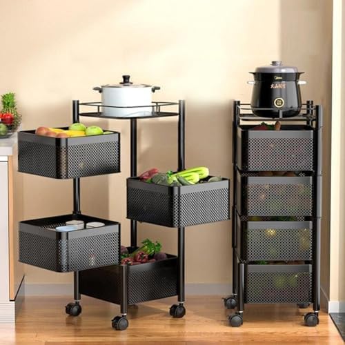 CHESTON Multipurpose 4 Layer Kitchen Trolley | Portable Carbon Steel ...