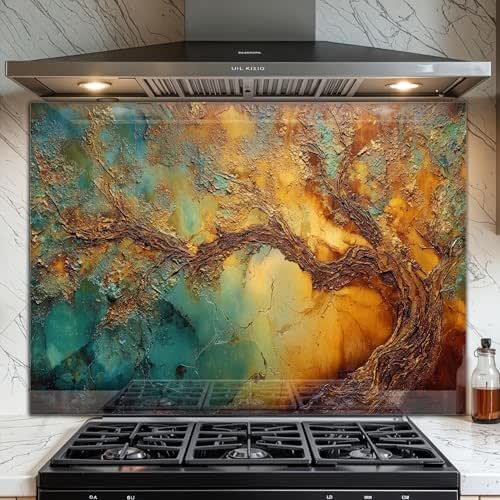 Amazon.com: Tempered Glass Backsplash for Kitchen - Easy to Clean ...
