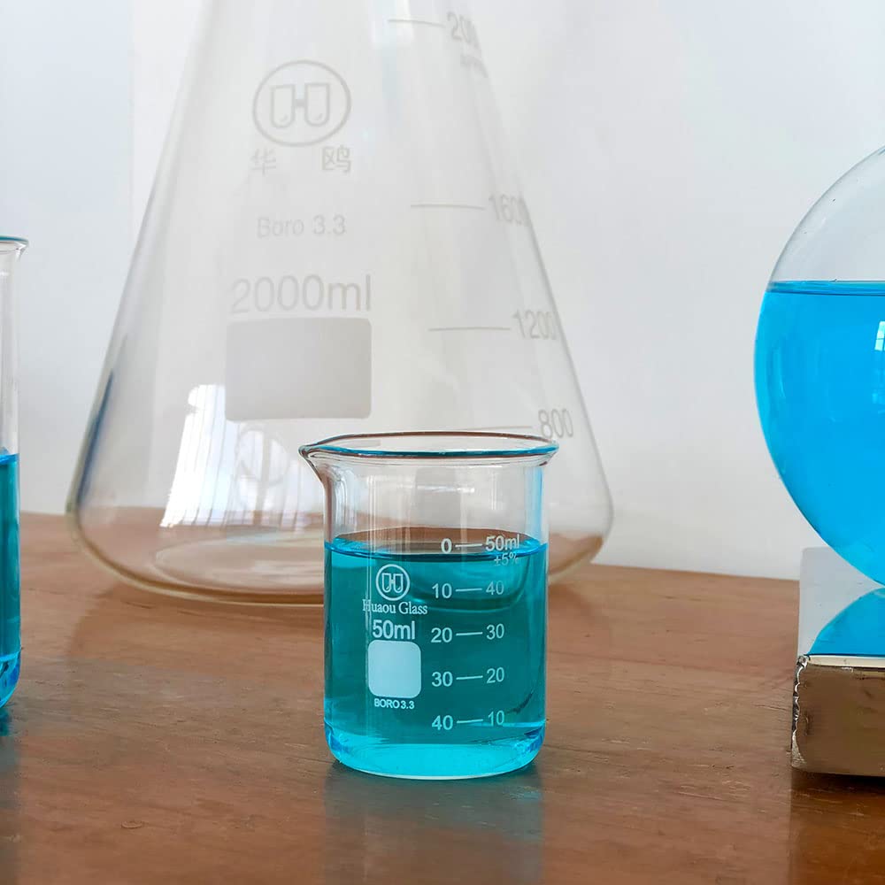 Snapklik.com : 50ml/1.7oz Glass Beakers Set, 4pcs Lab Glassware Beaker ...