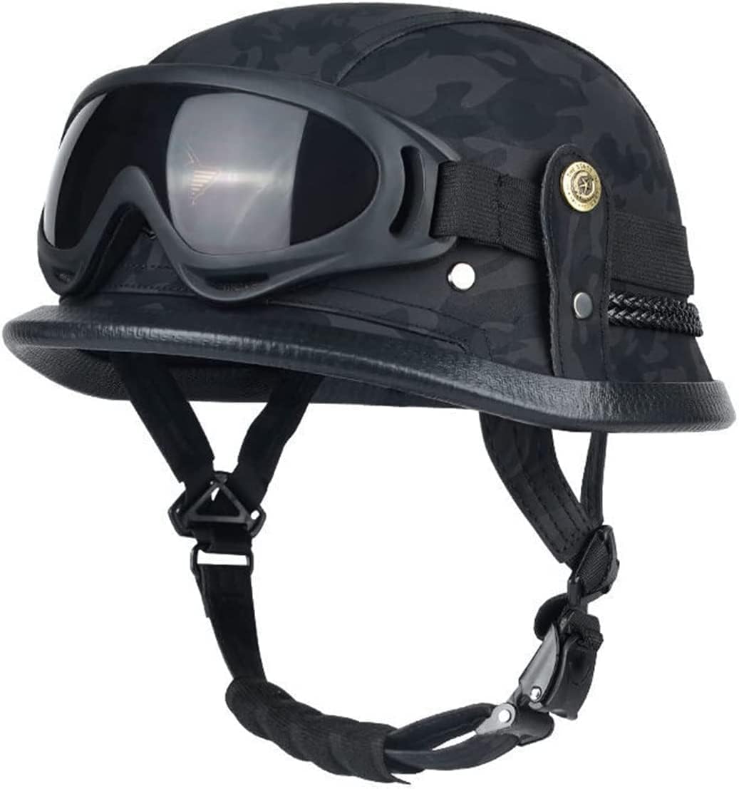 Amazon.com: German Nostalgic Style Motorcycle Leather Helmets Vintage ...