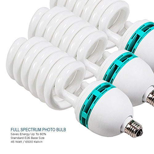 CFL Photo Bulbs LimoStudio 45W – 5500K Daylight, 2300 Lumen, 95+ CRI (4 ...