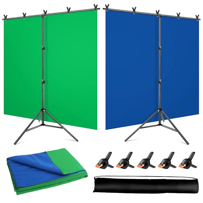 Buy YAYOYA Green Screen Blue Screen Backdrop with Stand Kit 5x6.5ft, 2 ...