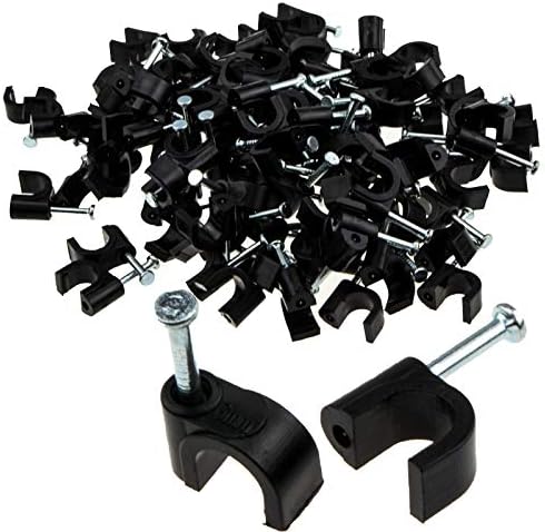 Round Black 6mm Cable Clips Secure Fastenings Cables [100 Pack ...