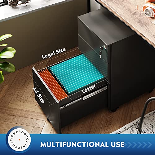 Snapklik.com : 3 Drawer Locking File Cabinet, Under Desk Metal Filing ...