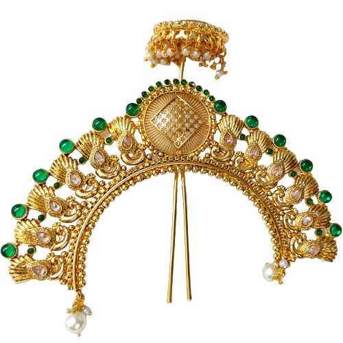 Hayagi Women's Copper Broad Hair Khopa Pin Peacock Designed Antique ...