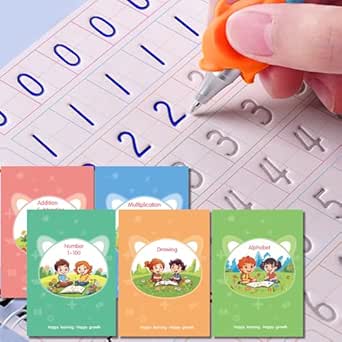 Amazon.com: Preschool grooved Writing Books for Kids,Reusable Letter ...