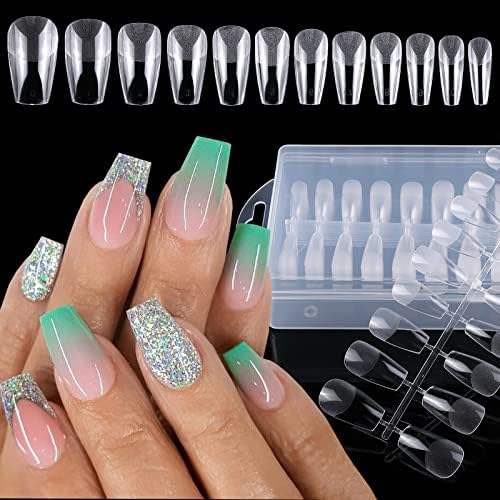 Amazon.com: LoveOurHome 240pc Clear Gel Nail Tips Full Cover Coffin ...