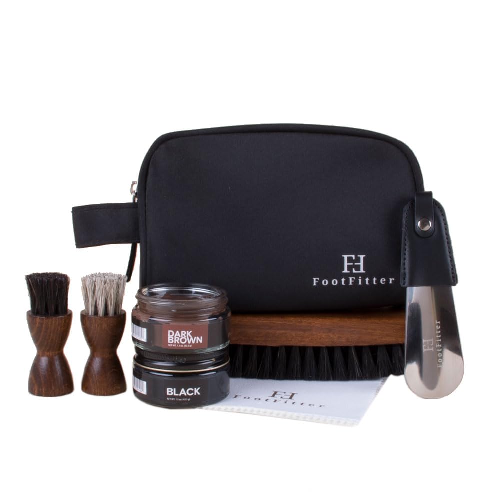 Amazon.com: FootFitter Travel Shoe Shine Dopp Kit - Black & Brown ...