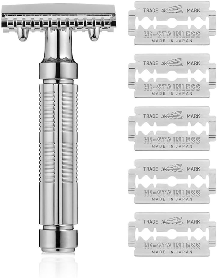 Mr. Fine Premium Double Edge Safety Razor for Wet Shaving, Single Blade ...