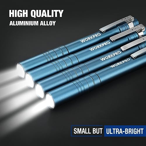 Snapklik.com : WORKPRO LED Pen Light, Aluminum Pen Flashlights, Pocket ...