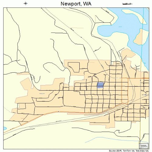 Large Street & Road Map of Newport, Washington WA - Printed poster size ...