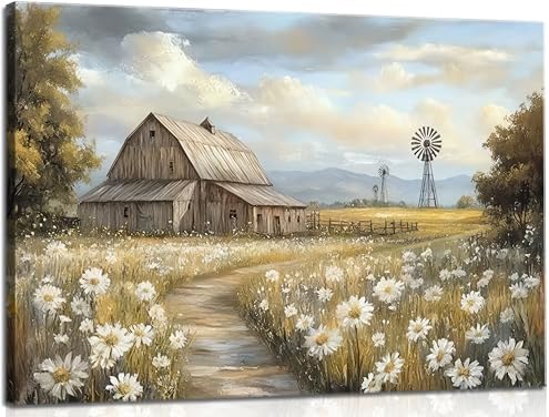 Amazon.com: Rustic Farmhouse Barn Canvas Wall Art Farm Nature landscape ...