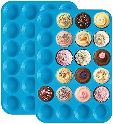 LIDOU Mini Muffin Tray 24 Cup Silicone Muffins Pan, Non-Stick Cupcake ...