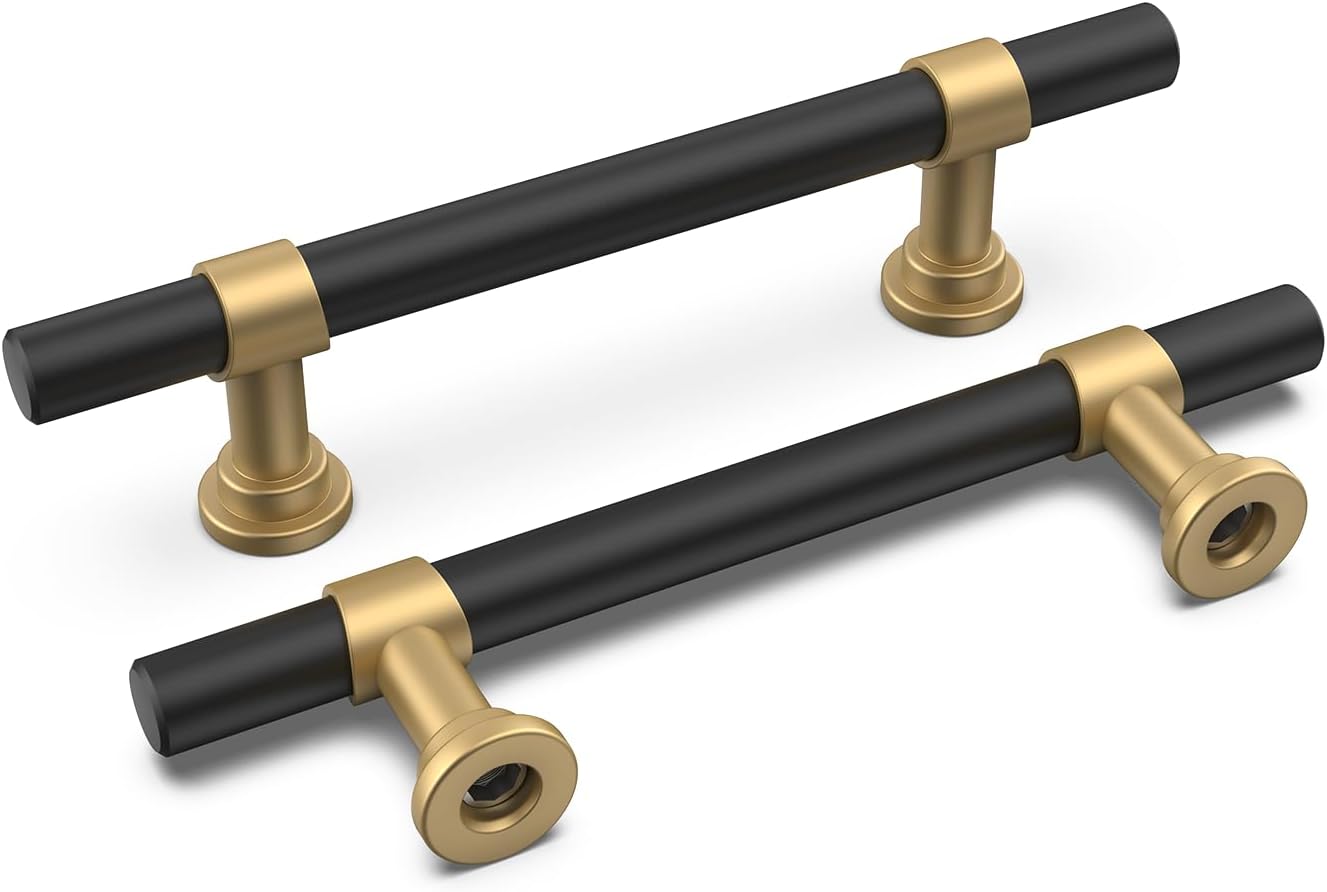 goldenwarm 10 Pack Black and Gold Kitchen Cabinet Handles Drawer Pulls ...