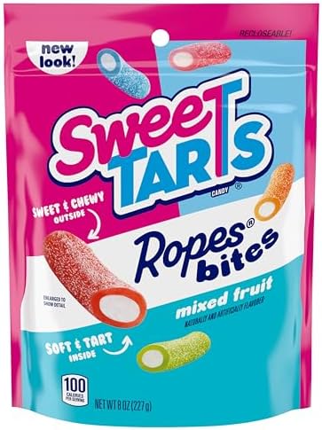 Amazon.com: SweeTARTS Rope Bites Candy, Mixed Fruit, 8 Ounce Resealable Bag