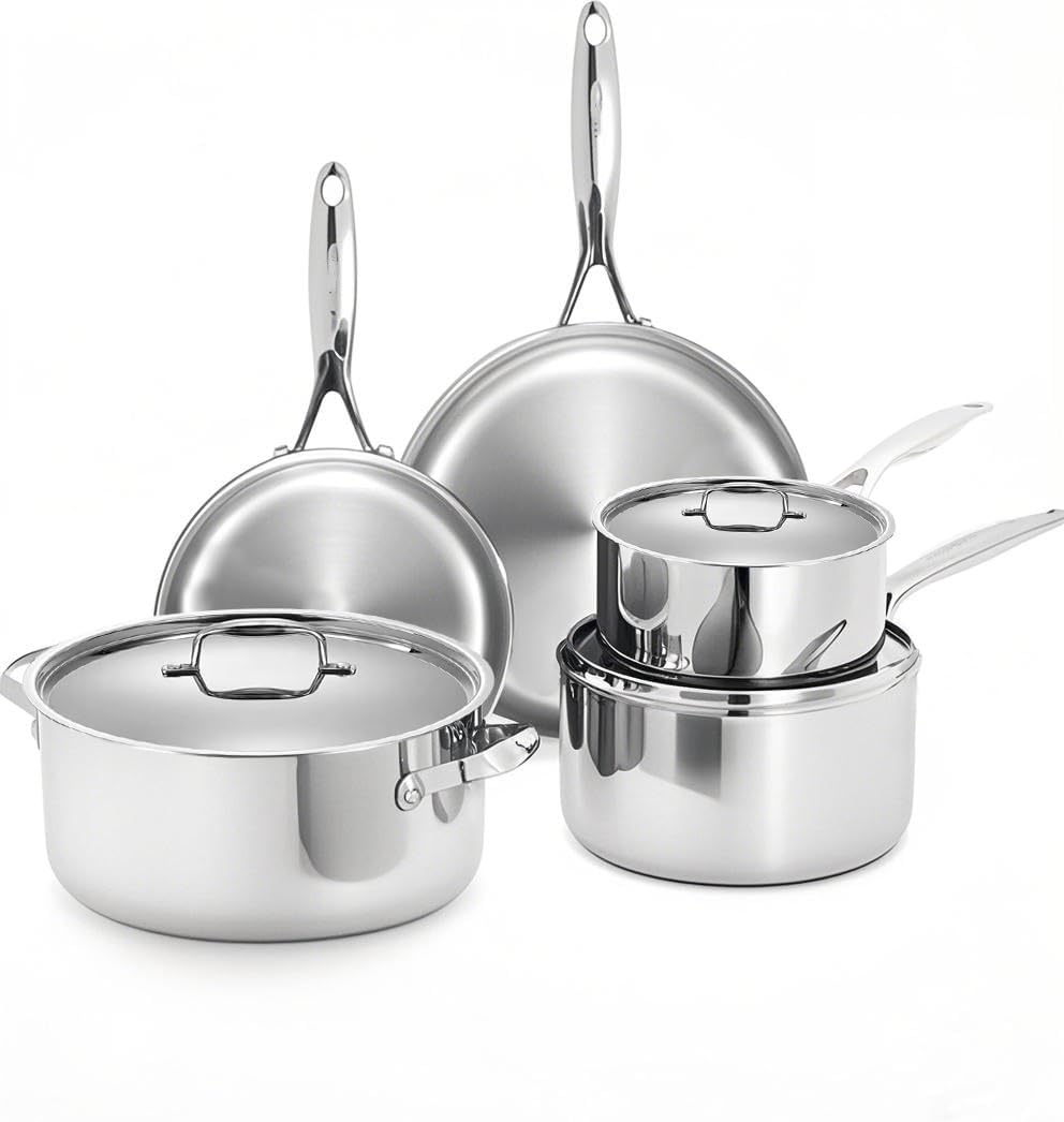 Amazon.com: Homaz life Pots and Pans Set, Tri-Ply Stainless Steel ...