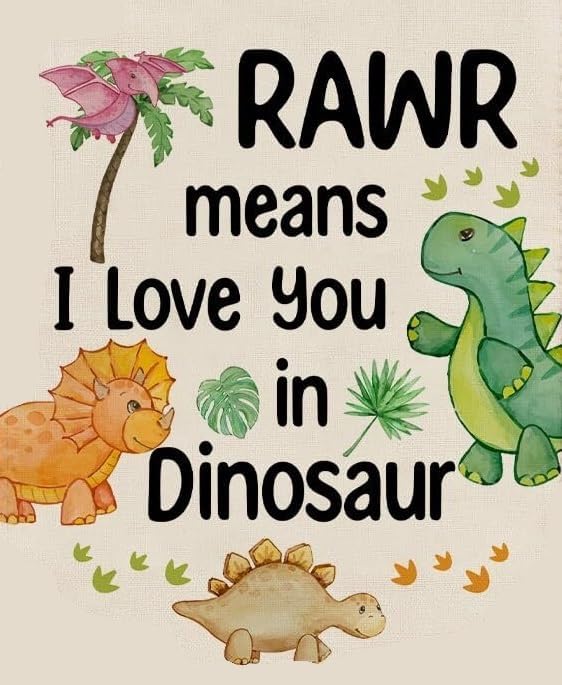 Cute Dinosaur Rawr Means I Love You Wall-Art - Poster for Boys Room ...