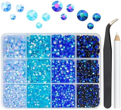Amazon.com: qiipii Blue Jelly Resin Rhinestones Bulk 3mm 4mm 5mm ...