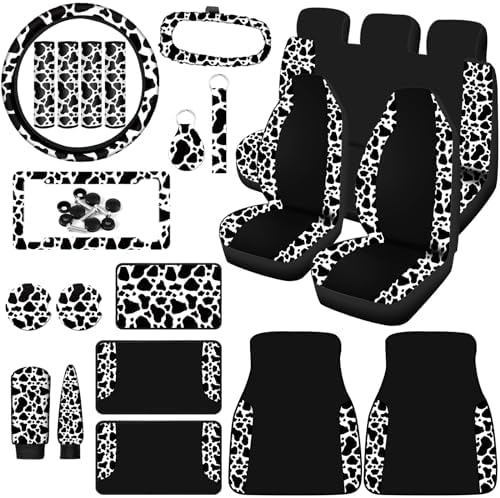 Amazon.com: BBTO 26 Pcs Cow Print Car Accessories Cow Print Seat Covers ...
