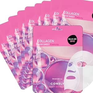 Amazon.com : CONSLY_10-Pack Mask Sheet Daily Solution Collagen, Face ...