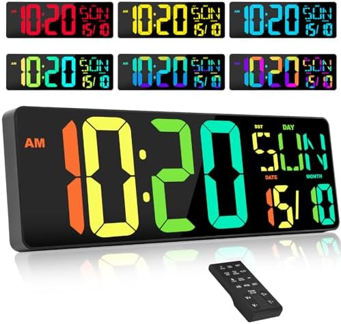 XREXS 17 Inch Large Digital Wall Clock with Bluetooth Function, Auto ...