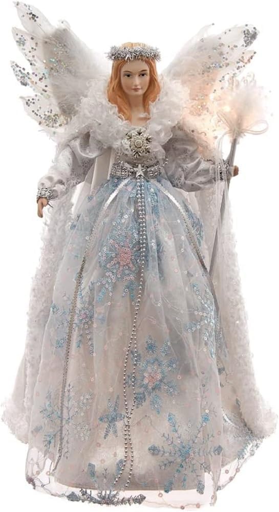 Amazon.com: Kurt Adler 16-Inch White/Silver/Lavender and Blue Angel ...