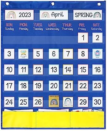 Amazon.co.jp: KLKCMS Calendar Pocket Chart Wall Calendar, Hanging Bag ...