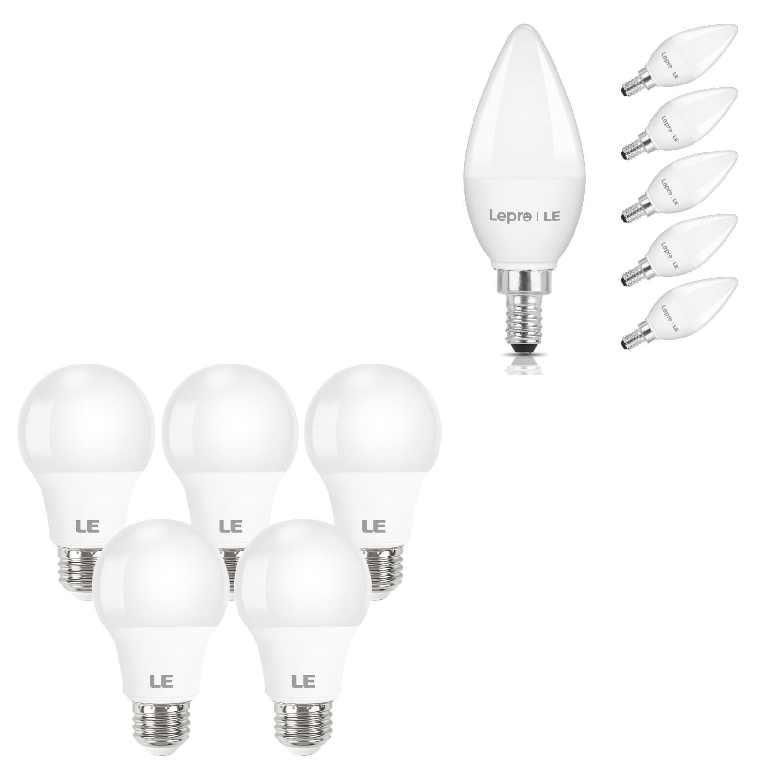 LE Lepro丨 Bundle E26 A19 LED Light Bulbs & E12 C35 LED Candelabra Light ...