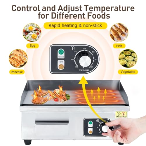 22-Inch Commercial Electric Grill 1600W Electric Countertop Grill Non ...