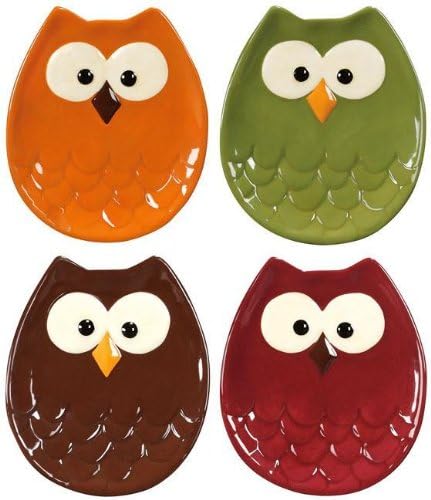 Amazon.com: Owl Appetizer Plates Set Of 4, SET OF 4, EARTHTONES : Home ...