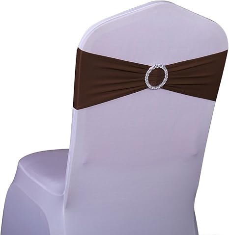Amazon.com: SINSSOWL Pack of 50 Spandex Chocolate Brown Chair Sashes ...
