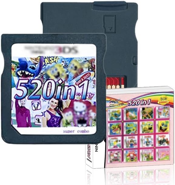 DS Game, 520 in 1 Game Cartridge Multicart, Game Pack Card Super Combo ...