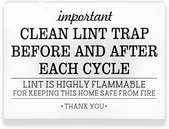 Amazon.com: Maoerzai Please Clean Lint Trap Sign, 5x7 Inches Laundry ...