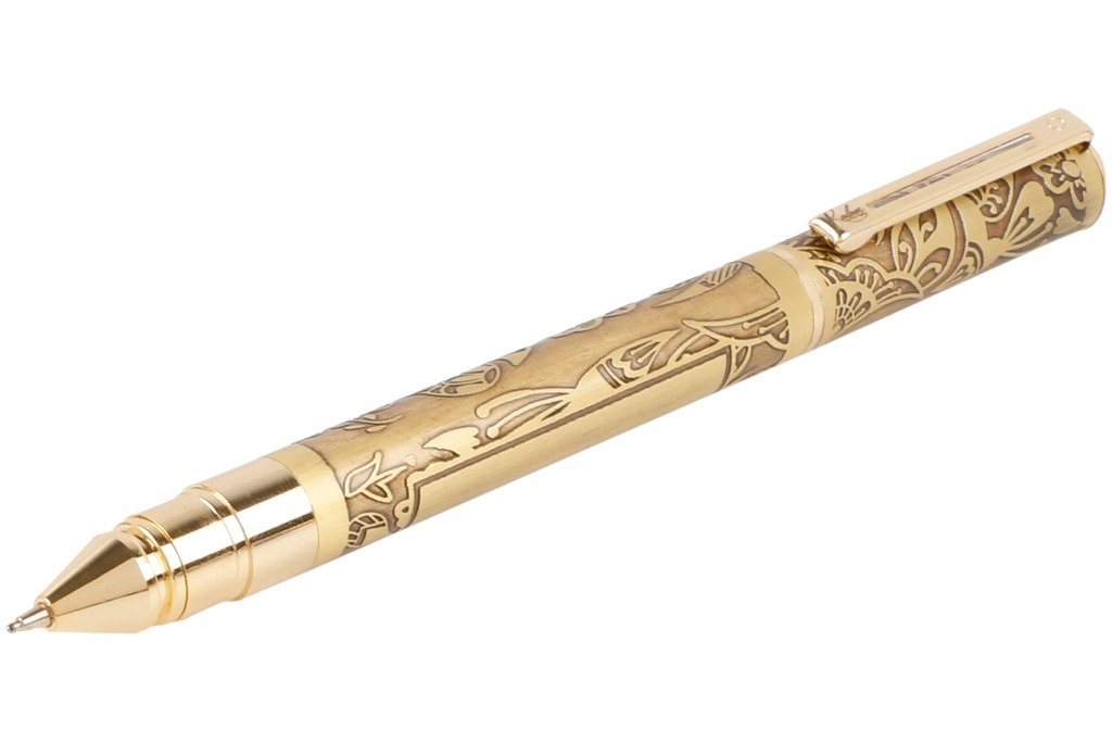 Kalam Ball Pen with Cap FINE TIP in Golden Color Body with Beautiful ...