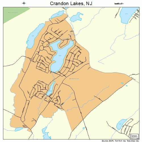 Large Street & Road Map of Crandon Lakes, New Jersey NJ - Printed ...