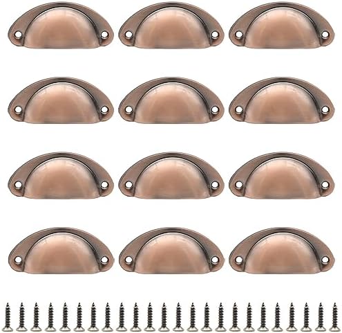 Hocansen 12 PCS Shell Cup Handles 81mm Metal Drawer Pull Handles Red ...