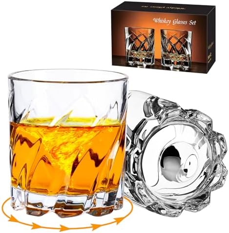 Amazon.com | Ocean ice Spinning Whiskey Glasses set of 2, 10 oz ...