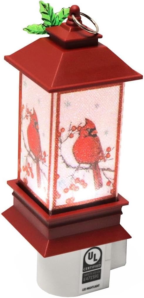 Roman Cardinal in Lantern 6.25 Inch Acrylic Swivel Plug Bubble Night ...