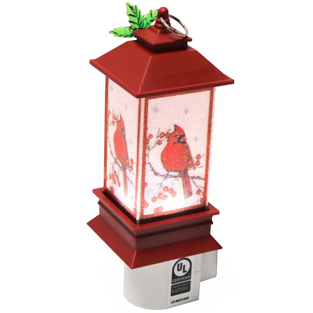 Roman Cardinal in Lantern 6.25 Inch Acrylic Swivel Plug Bubble Night ...