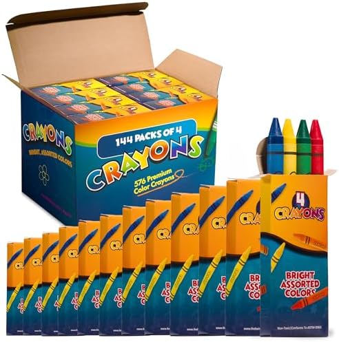 Bulk Crayons - 576 Crayons! Case Of 144 4-Packs, Premium Color Crayons ...