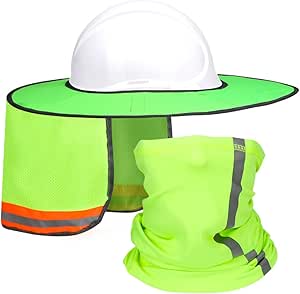 Yanwela Hard Hat Sun Shade, Full Brim Mesh Neck Sun Visor, High ...