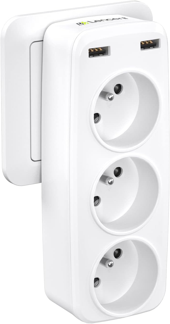 LENCENT Murale Prise Multiple Secteur USB Multiprise Murale, 7 en 1 ...