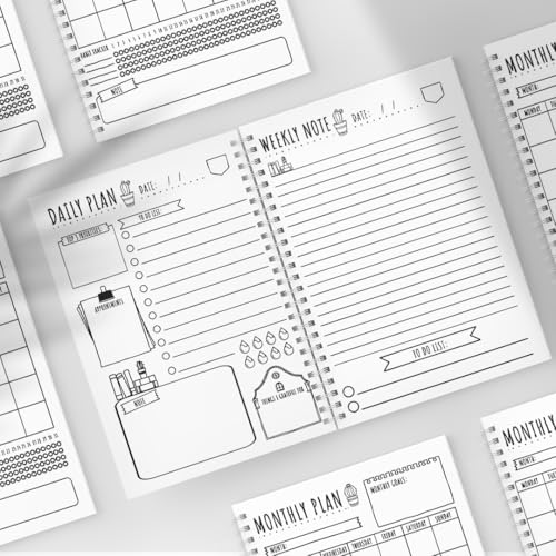 Daily Planner Undated KIT with 3 Bookmarks | 60+Stickers - 350gsm A5 ...