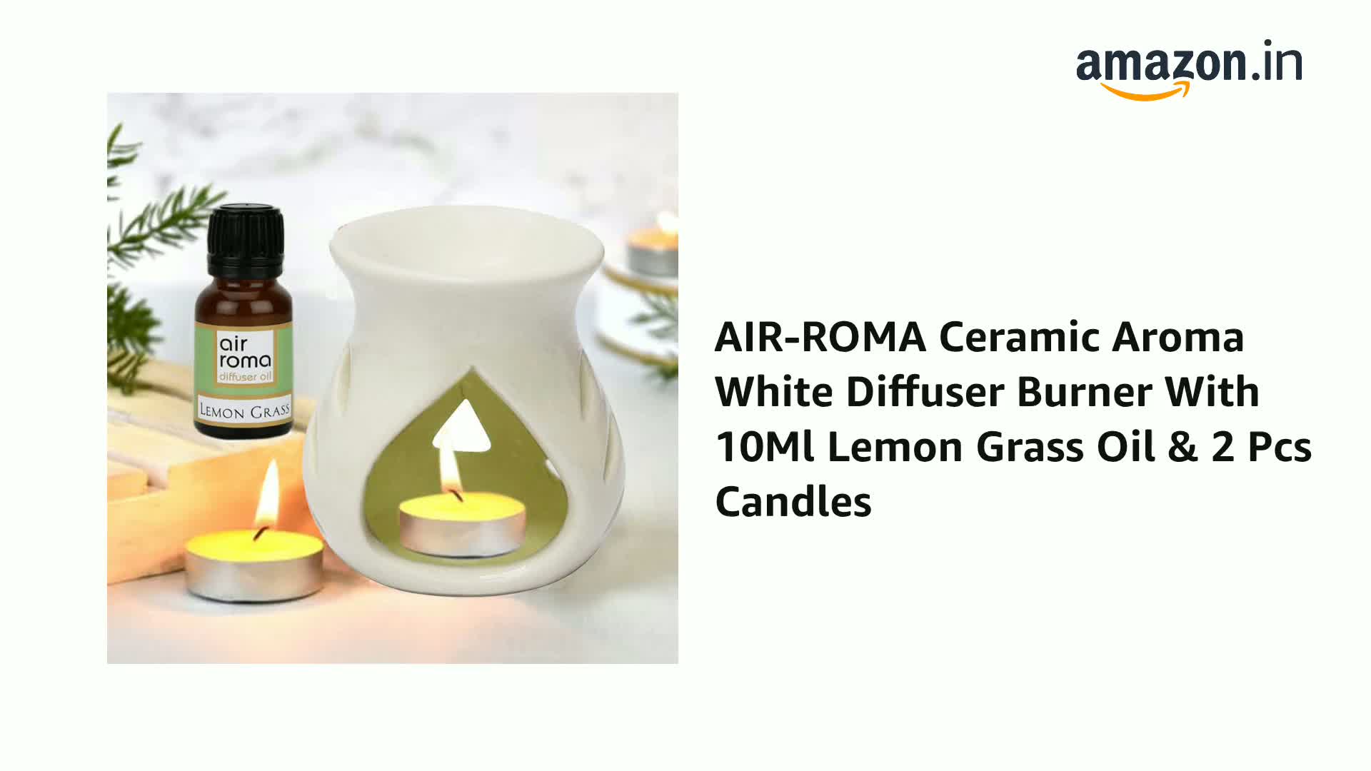 Watch AIR-ROMA Ceramic Aroma White Diffuser Burner With 10Ml Lemon ...