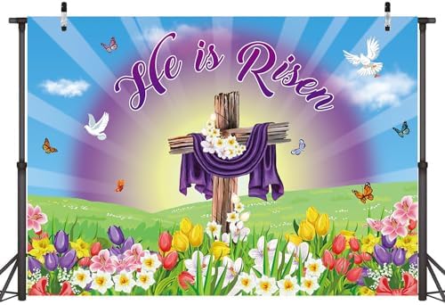 Amazon.com : LTDKAEN He is Risen Backdrop Jesus Easter Photography ...